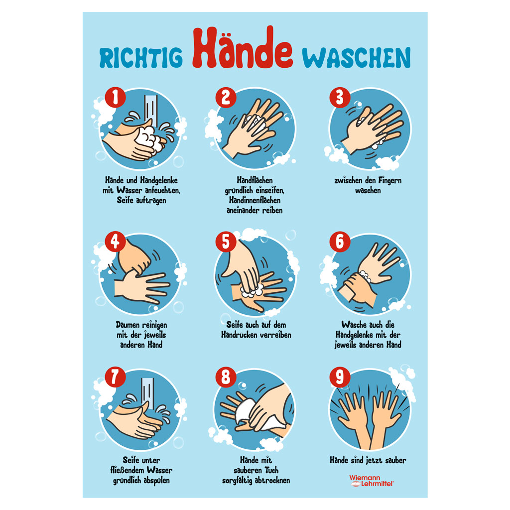 Plakat „Richtig Hände waschen“ kaufen ׀ WL-Versand